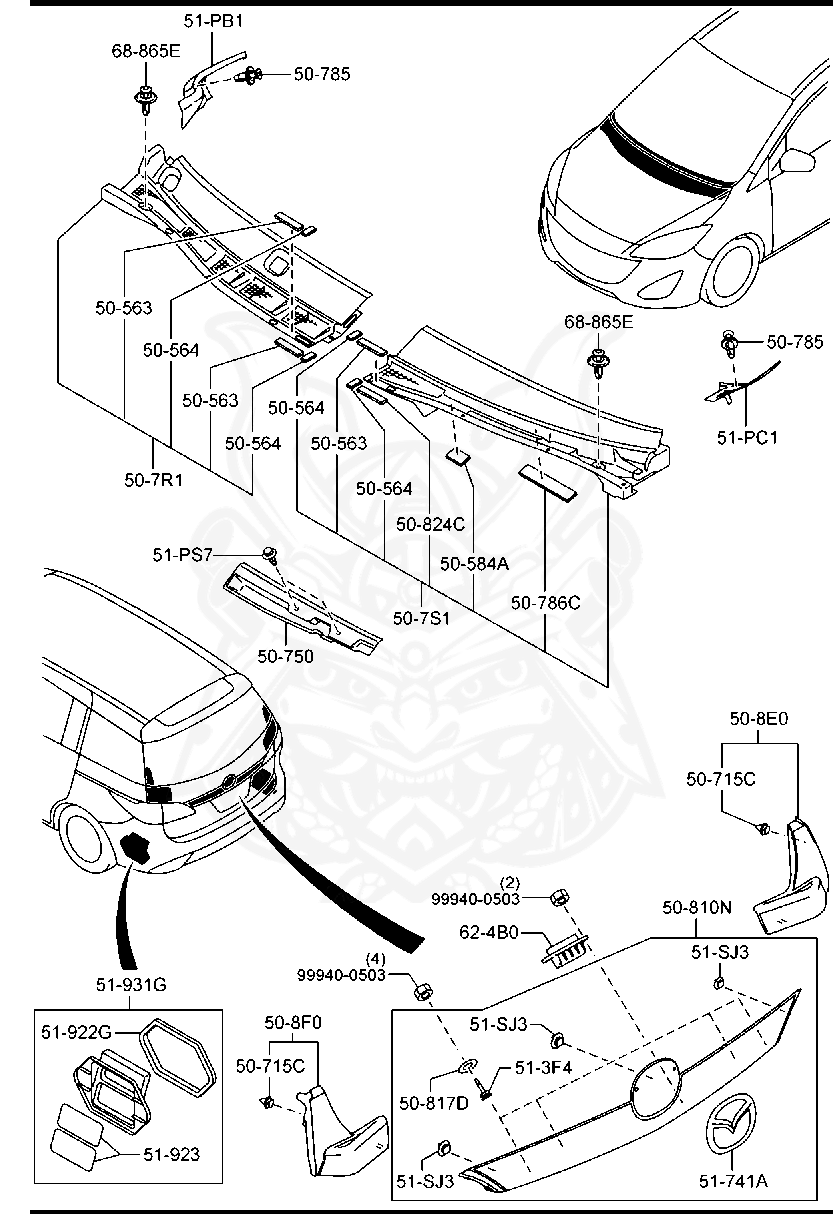 C51350810C 12 - Mazda - Liftgate Garnish, 35j - Nengun Performance