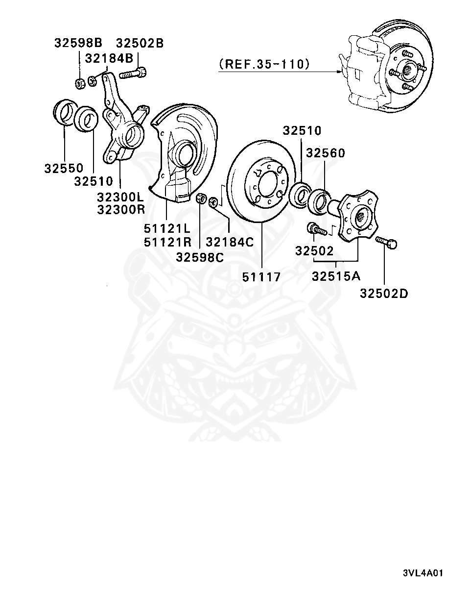 MF430122 - Mitsubishi - Nut, Rr Susp Upr Arm - Nengun Performance