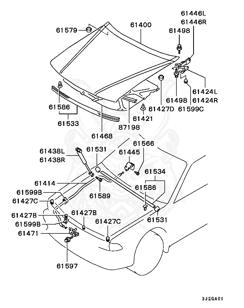 MU481187 - Mitsubishi - Clip, Hood Insulator - Nengun Performance