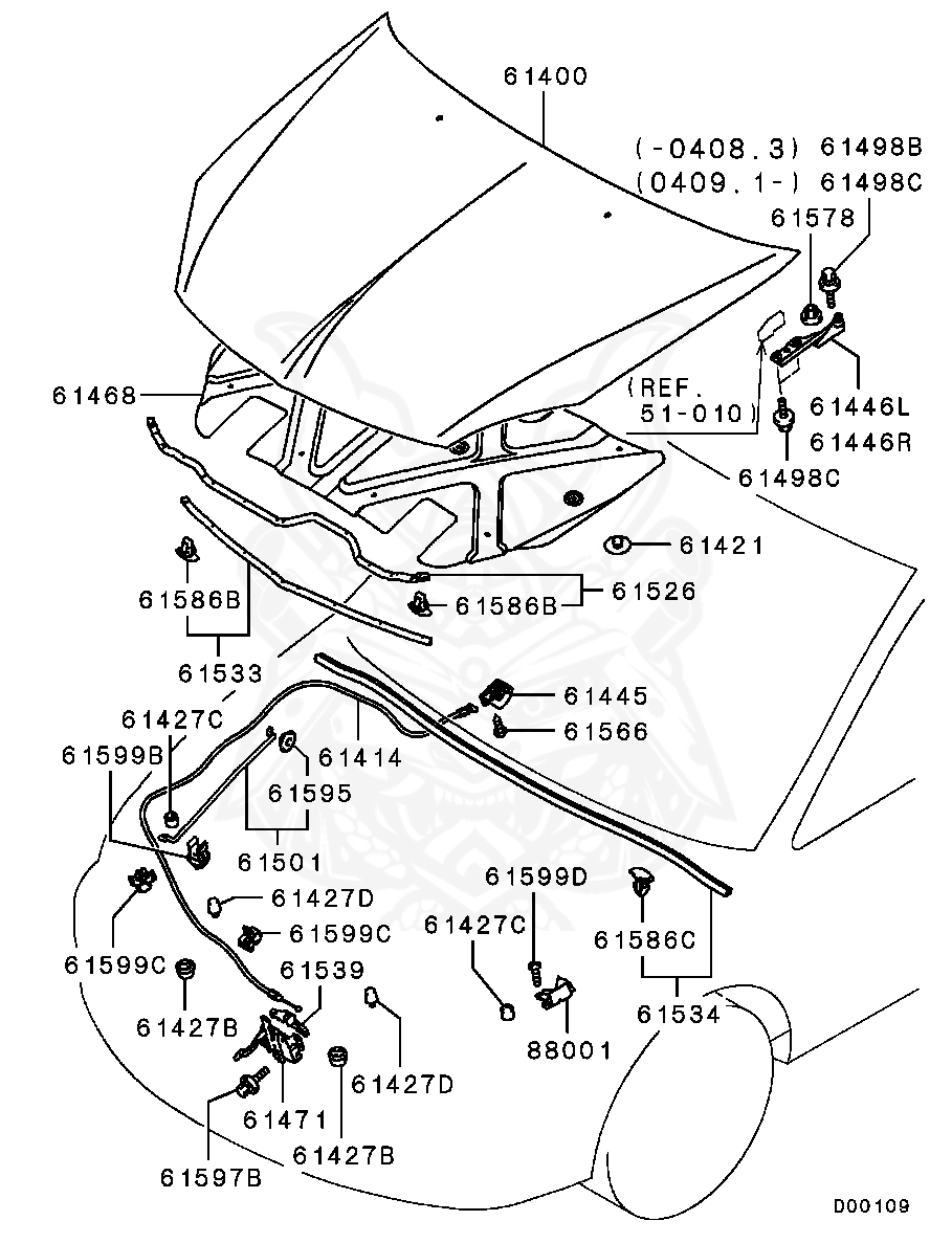 MR523317 - Mitsubishi - Clip, Hood Locking - Nengun Performance