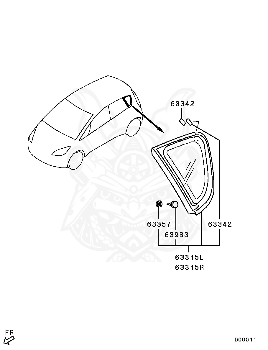 MR598457 - Mitsubishi - Glass, Qtr Window, Lh - Nengun Performance