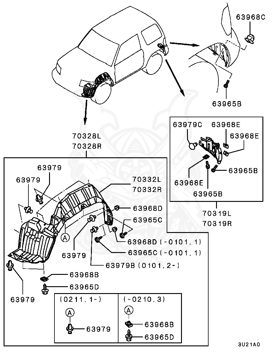 MB253964 - Mitsubishi - Clip, Splash Shield - Nengun Performance