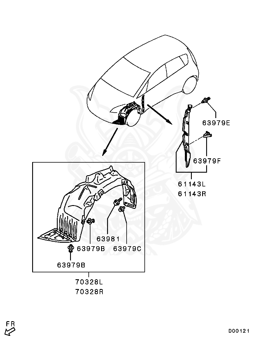 MB253964 - Mitsubishi - Clip, Splash Shield - Nengun Performance