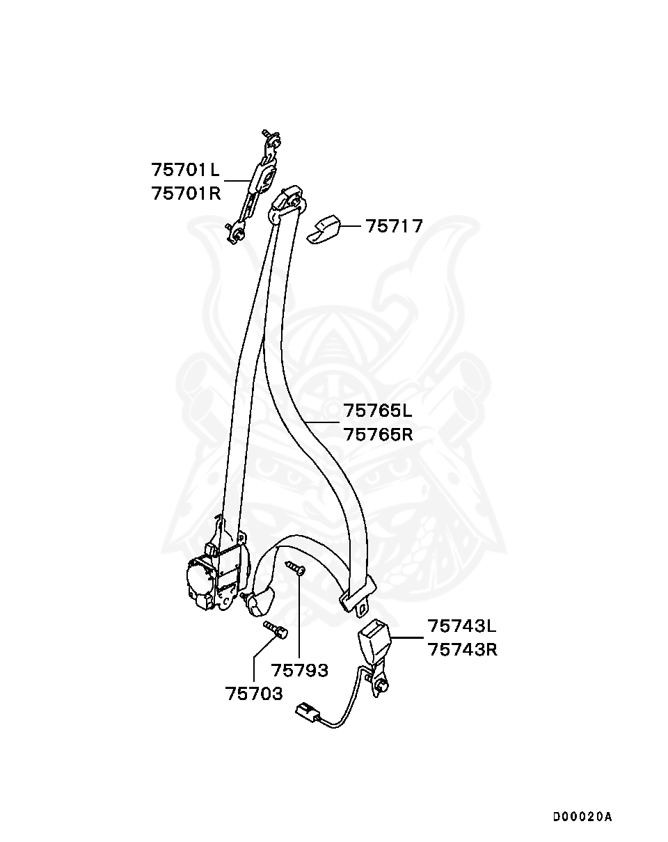 MB268795 - Mitsubishi - Bolt, Fr Seat Belt - Nengun Performance