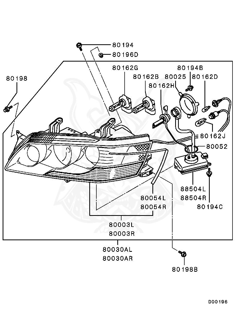 8301A619 - Mitsubishi - Headlamp Assy, Lh - Nengun Performance