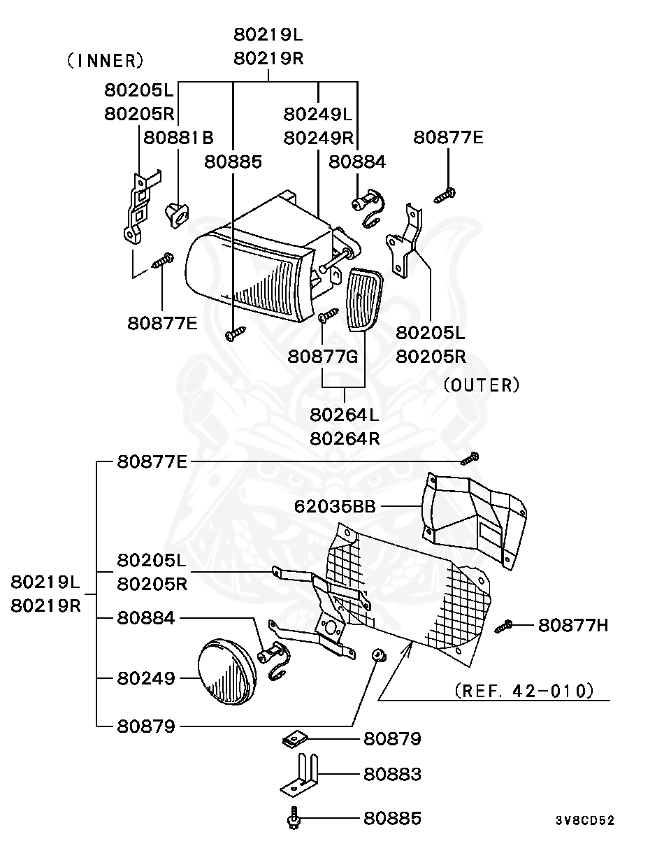MS440133 - Mitsubishi - Nut, Headlamp - Nengun Performance