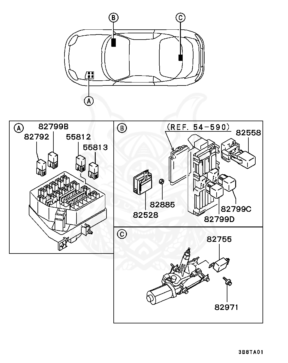 MB627892 - Mitsubishi - Flasher Unit, Hazard & Turn Signal Lamp ...