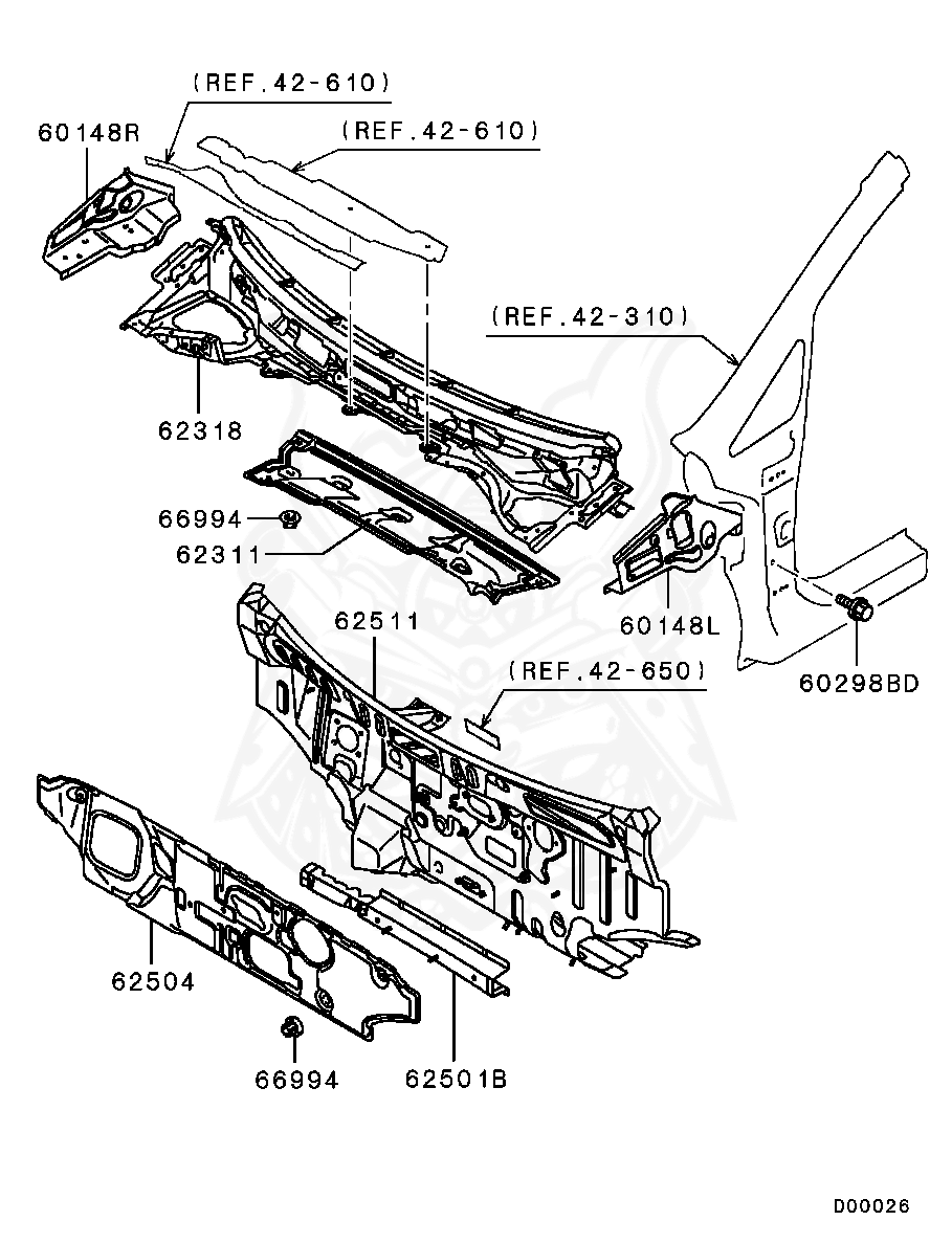 MB157530 - Mitsubishi - Clip, Eng Room Insulator - Nengun Performance