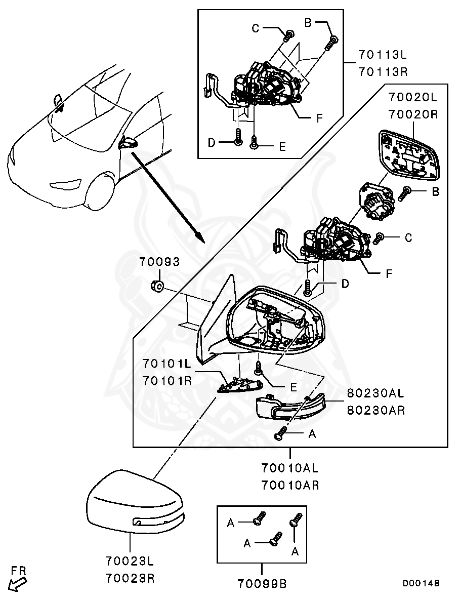 7632A202 - Mitsubishi - Mirror Assy, Door, Rh - Nengun Performance