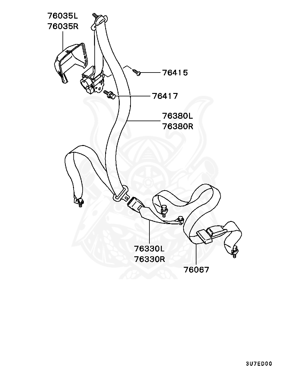 MB268795 - Mitsubishi - Bolt, Fr Seat Belt - Nengun Performance