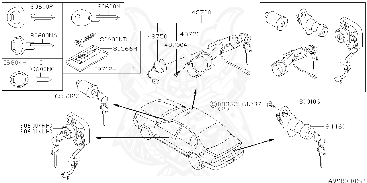 48703-06F00 - Nissan - Screw, Steering Lock - Nengun Performance