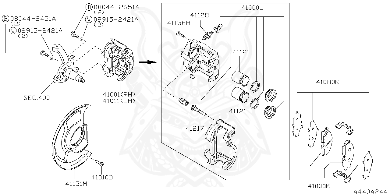 41080-09G28 - Nissan - Hardware Kit, Front Disc Brake Pad - Nengun ...