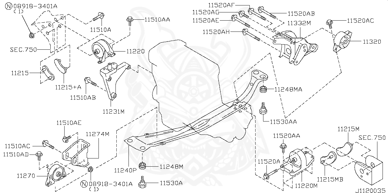 11270-2J200 - Nissan - Insulator Assembly, Engine Mounting Front ...