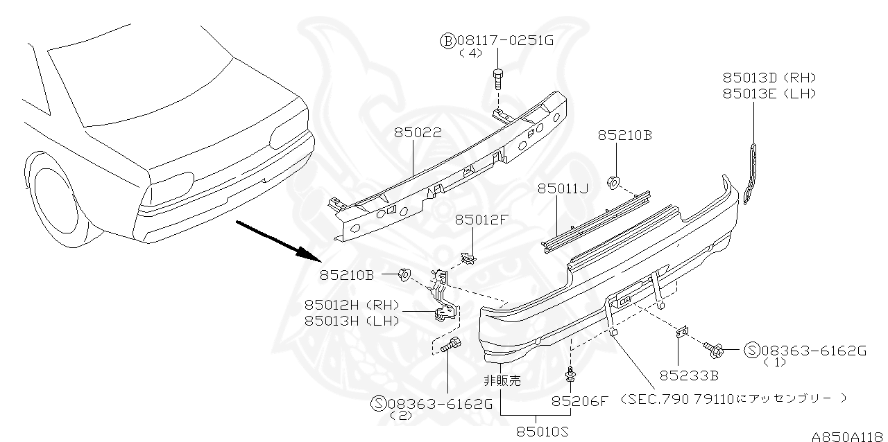 85221-01U00 - Nissan - Bracket, Rear Bumper - Side Lh - Nengun Performance