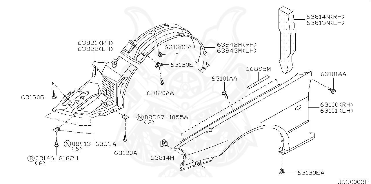 63844-AA400 - Nissan - Front Inner Fender Front RH - Nengun Performance