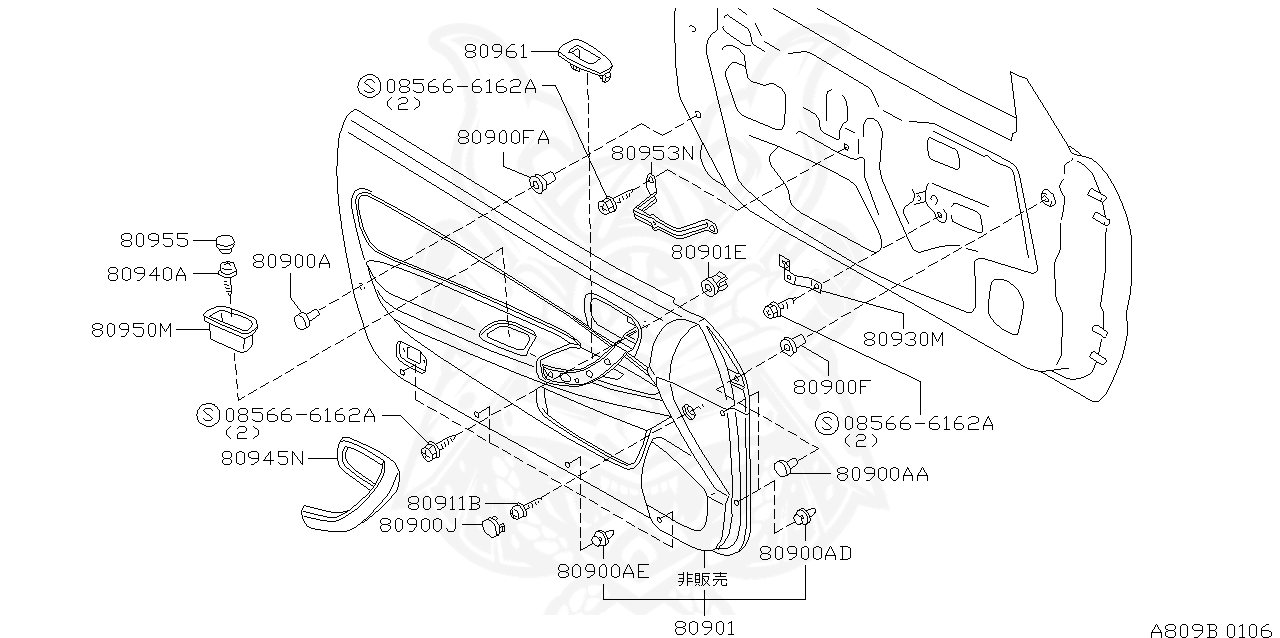 80901-AA101 - Nissan - Finisher Assembly, Front Door Lh - Nengun ...