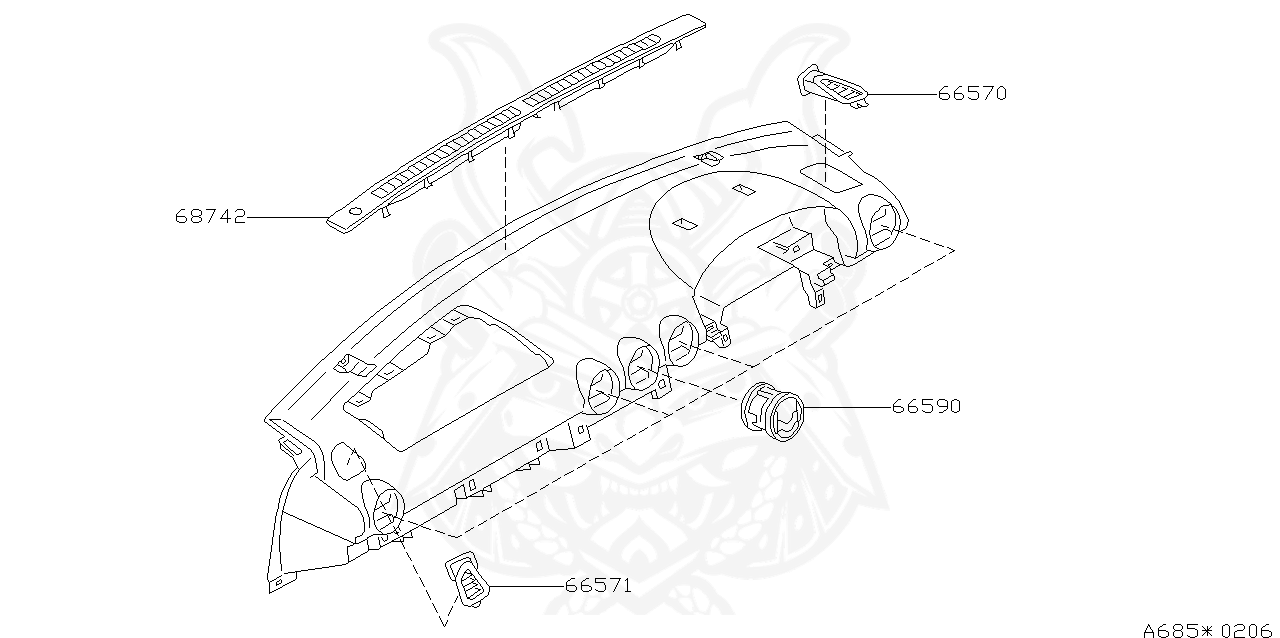 68750-85F00 - Nissan - Ventilator Assembly, Center - Nengun Performance
