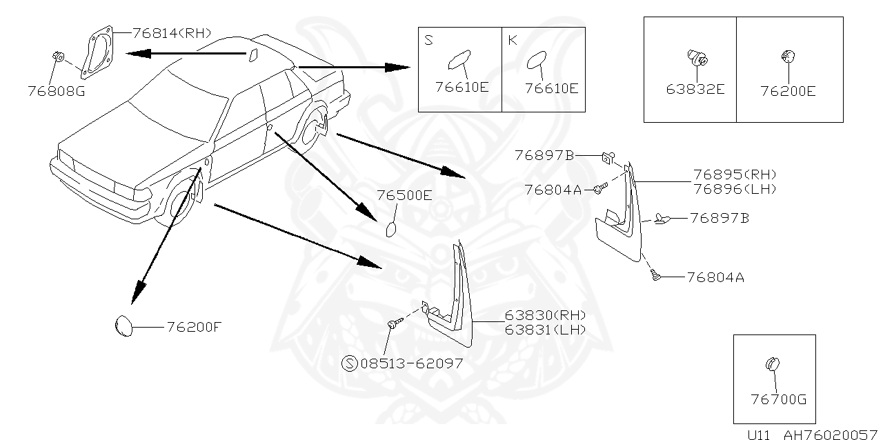 64891-W5000 - Nissan - Fastener Front Door Inside - Nengun Performance