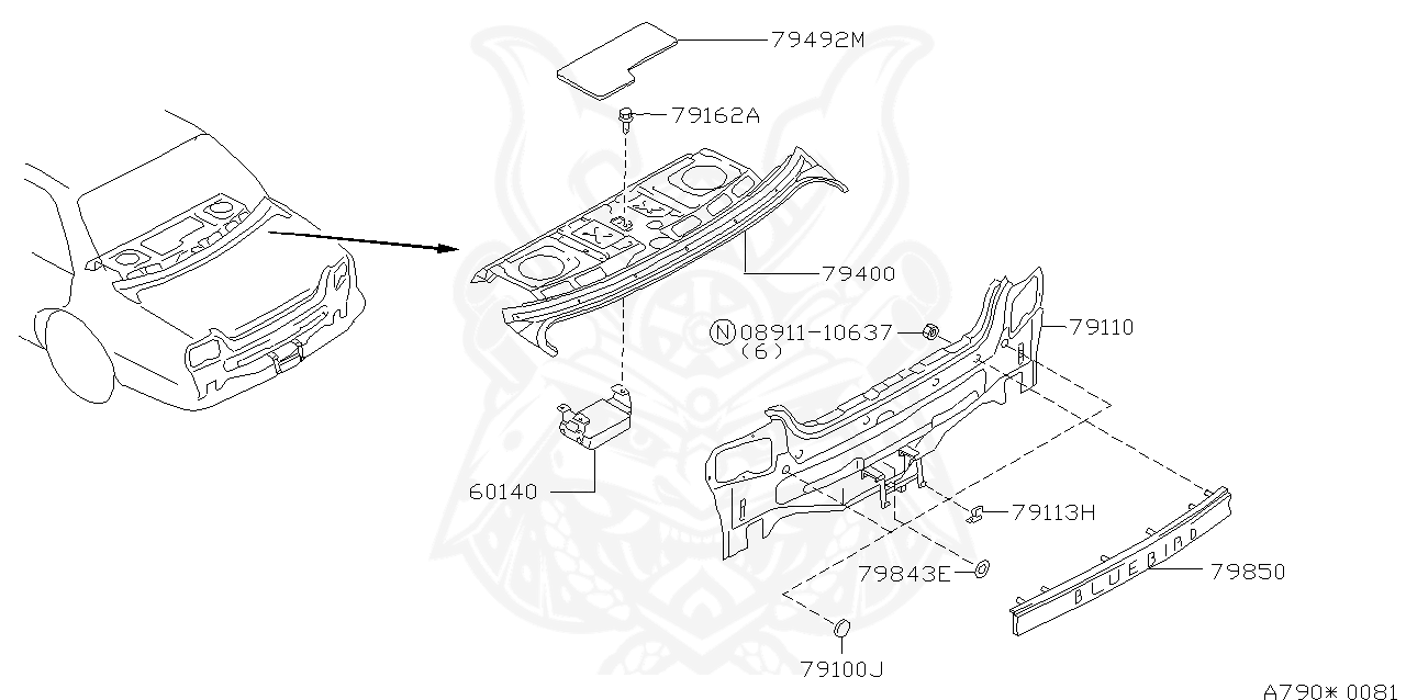 64891-W5000 - Nissan - Fastener Front Door Inside - Nengun Performance