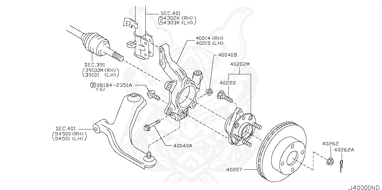 40202-ED000 - Nissan - Hub Assembly, Road Wheel Front - Nengun Performance