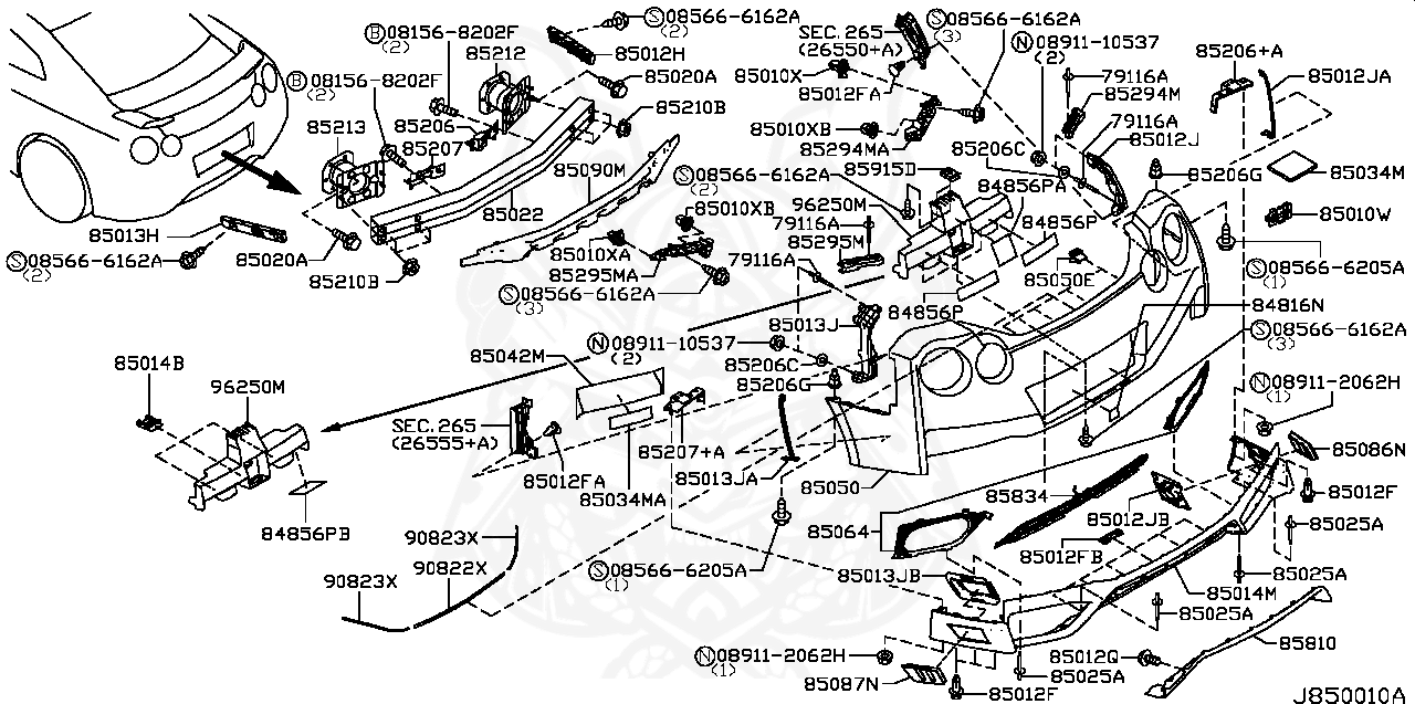 85014-6AV0A - Nissan - Face Rear Bumper Center - Nengun Performance