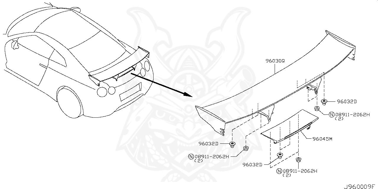 96045-89S0A - Nissan - Cover, Rear Air Spoiler - Nengun Performance
