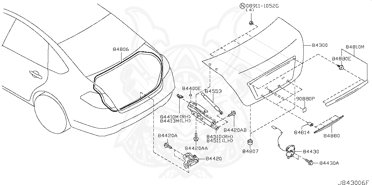 01658-02091 - Nissan - Bumper, Rubber Trunk Rid - Nengun Performance