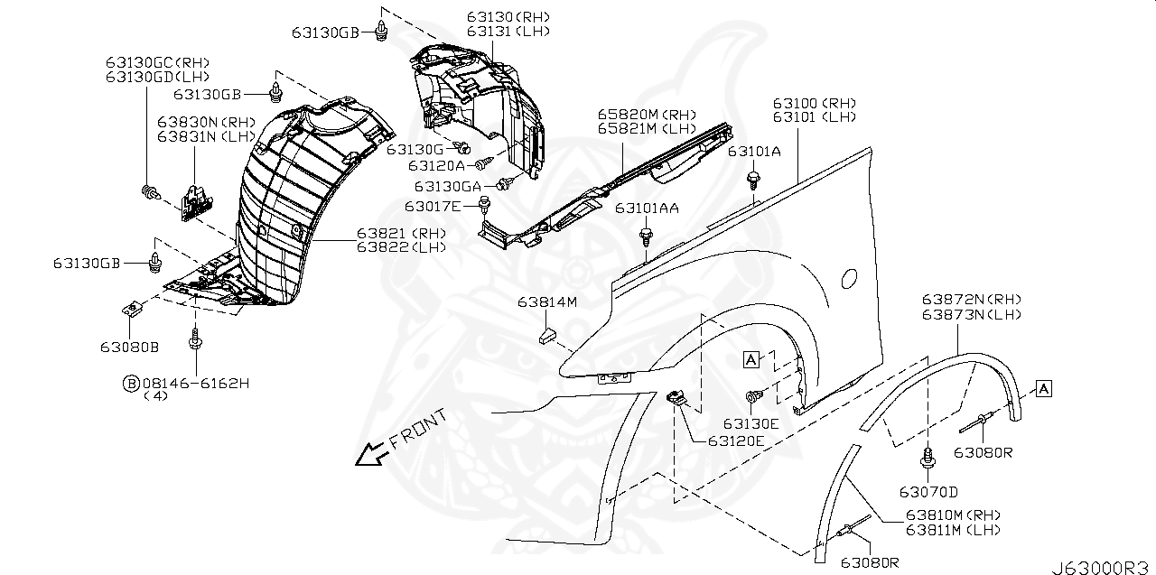 63832-JK600 - Nissan - Splash guard Right - Nengun Performance