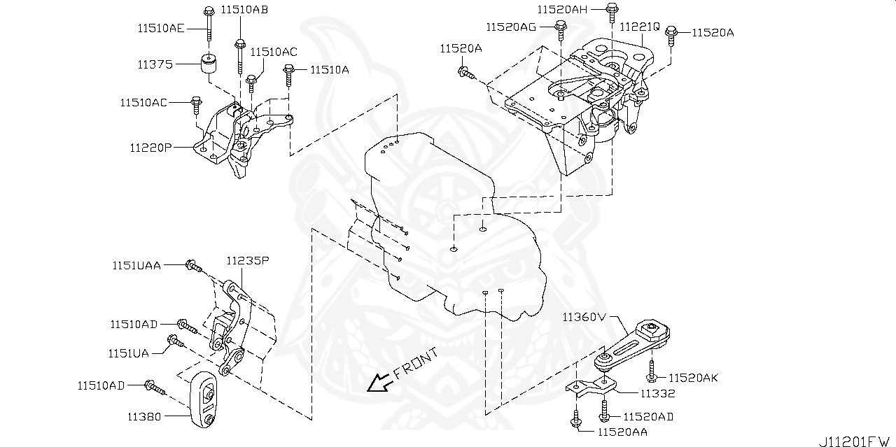 11210-1V30B - Nissan - Insulator, Engine Mounting Rh - Nengun Performance
