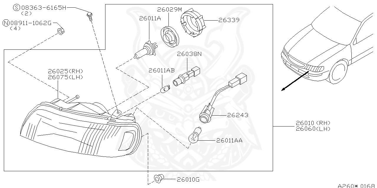 26240-51E00 - Nissan - Harness Assembly, Head Lamp - Nengun Performance