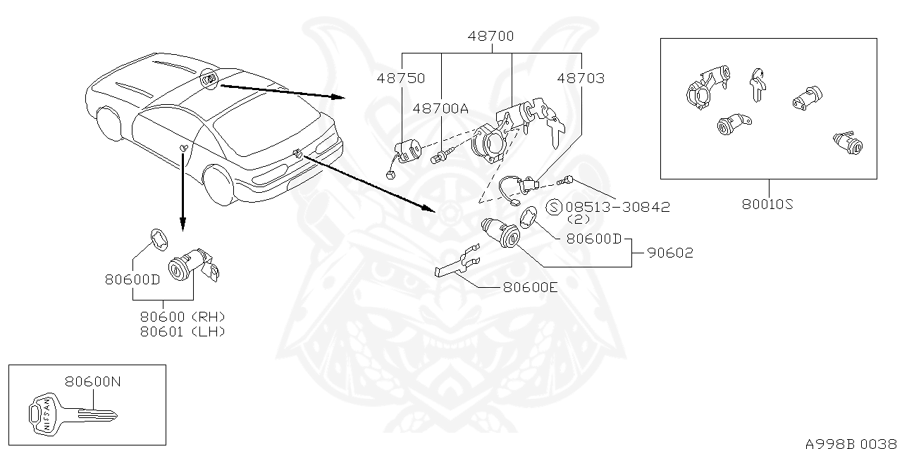 48703-06F00 - Nissan - Screw, Steering Lock - Nengun Performance