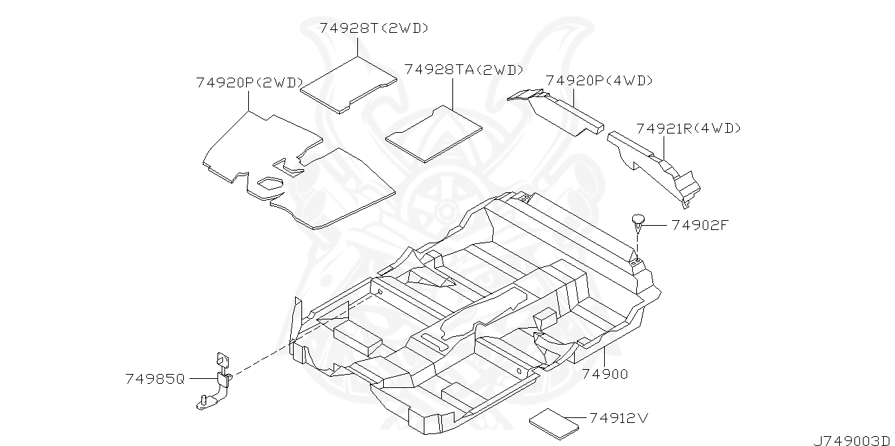 74985-40U00 - Nissan - Bracket, Carpet Front - Nengun Performance