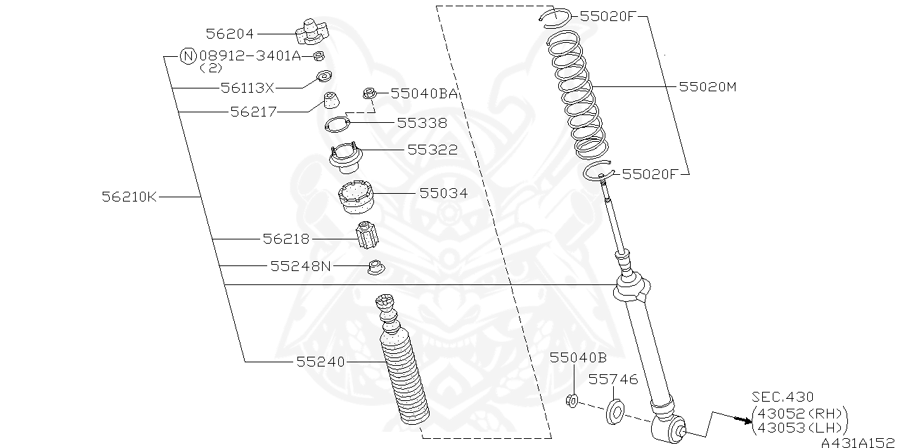 55240-30P00 - Nissan - Cover, Dust Boot Rear Suspension - Nengun ...