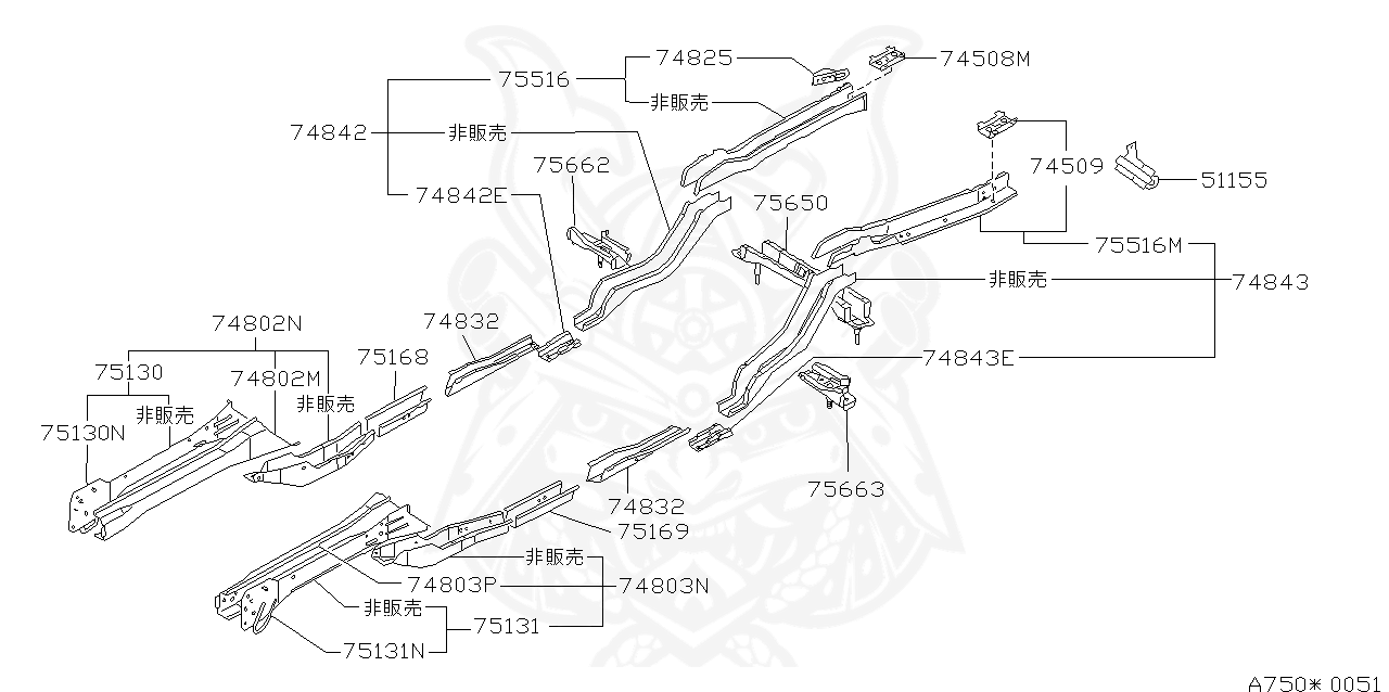 75310-01U00 - Nissan - Member, Side Center - Rh - Nengun Performance