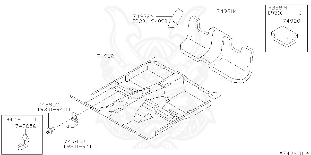 74985-40U00 - Nissan - Bracket, Carpet Front - Nengun Performance