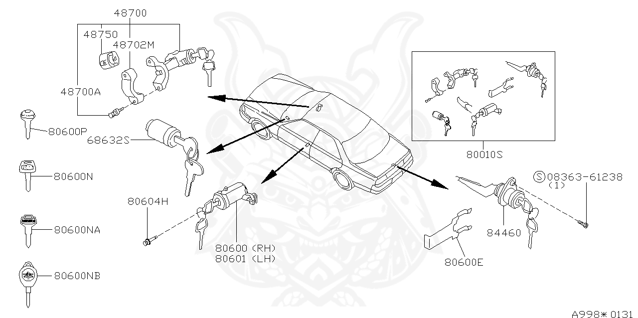 48703-06F00 - Nissan - Screw, Steering Lock - Nengun Performance