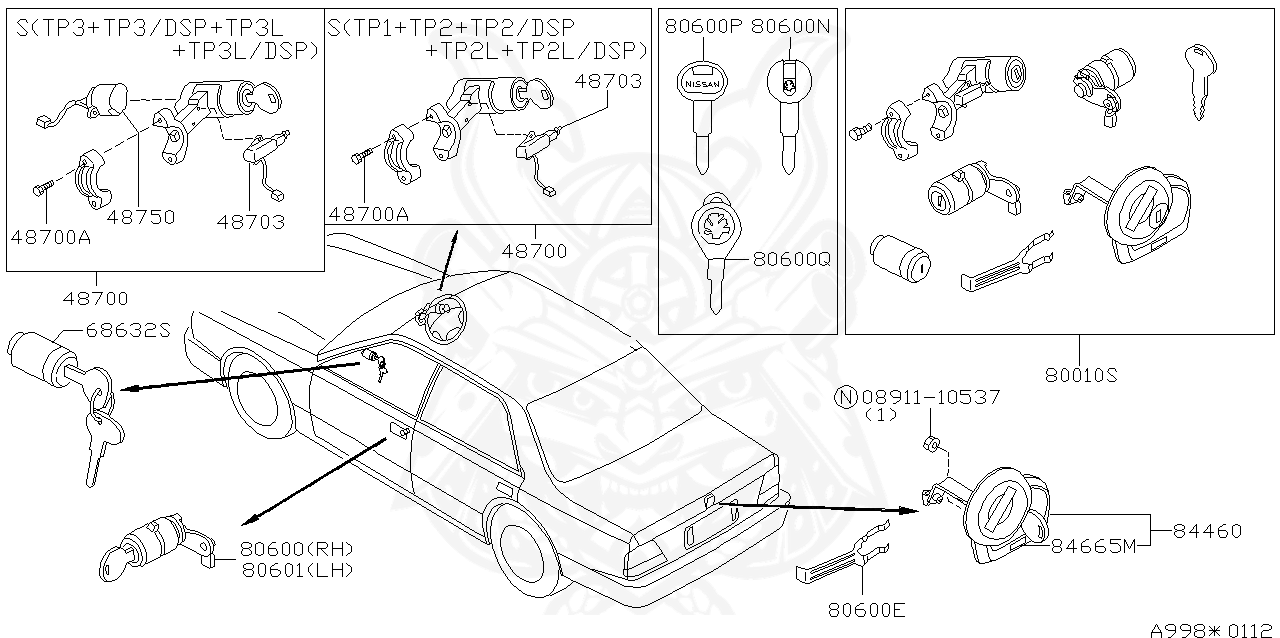 48703-06F00 - Nissan - Screw, Steering Lock - Nengun Performance