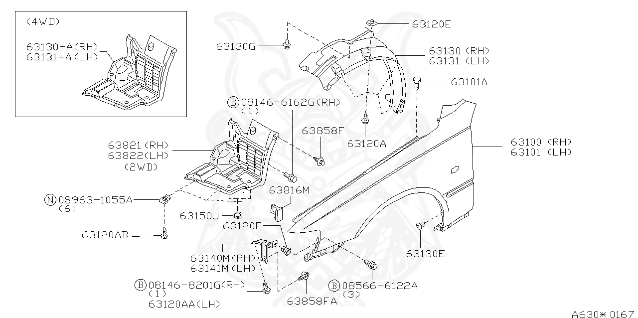 01281-00801 - Nissan - RR fender liner grommet Right - Nengun Performance