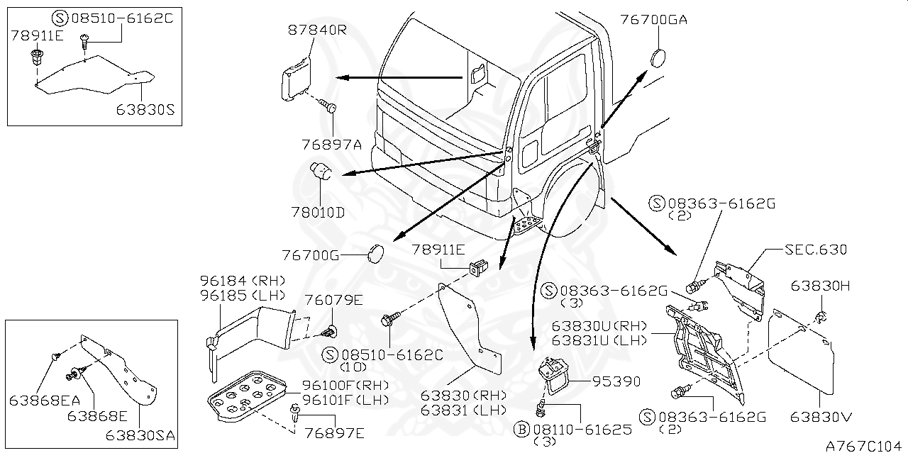 64891-W5000 - Nissan - Fastener Front Door Inside - Nengun Performance