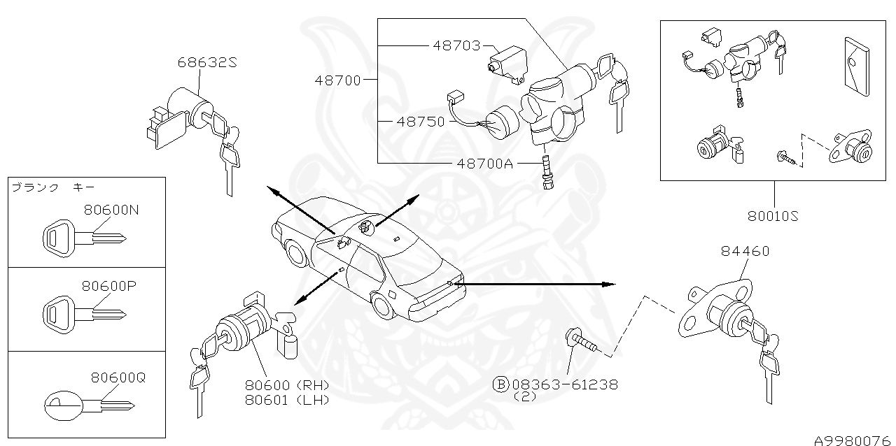 48703-06F00 - Nissan - Screw, Steering Lock - Nengun Performance