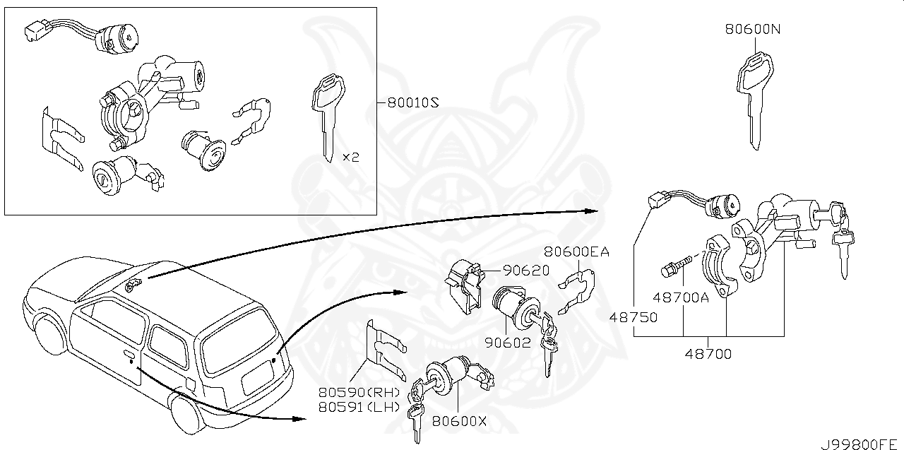 48703-06F00 - Nissan - Screw, Steering Lock - Nengun Performance