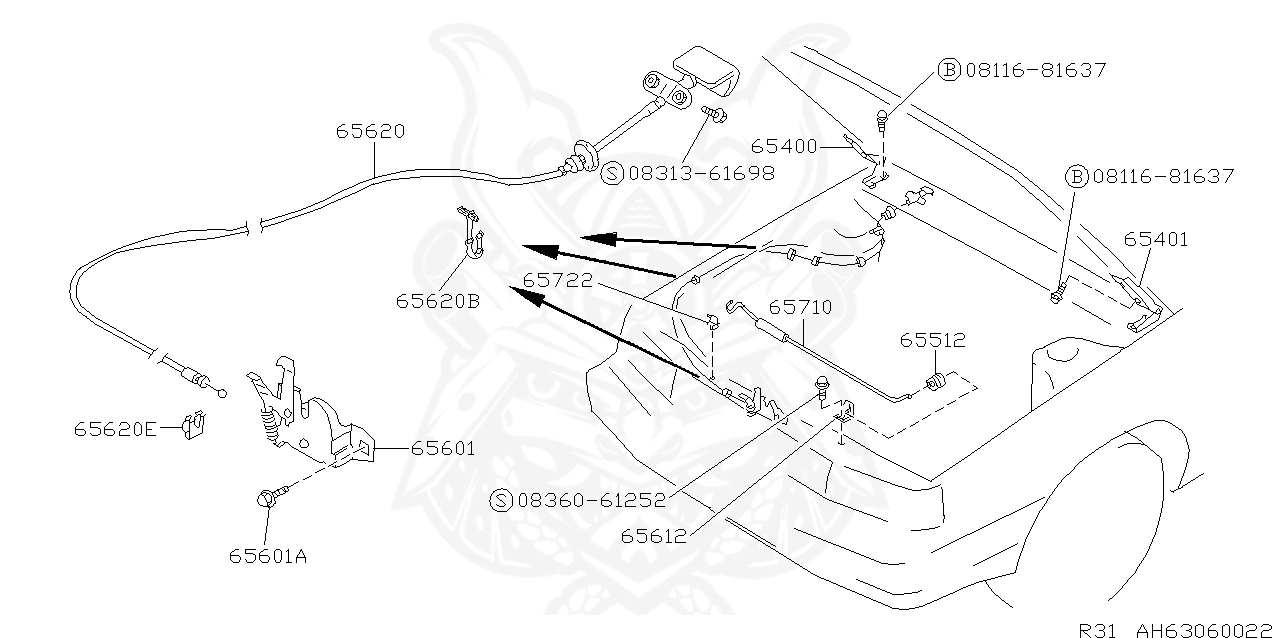 65512-R3000 - Nissan - Grommet, Hood Supports Rod - Nengun Performance
