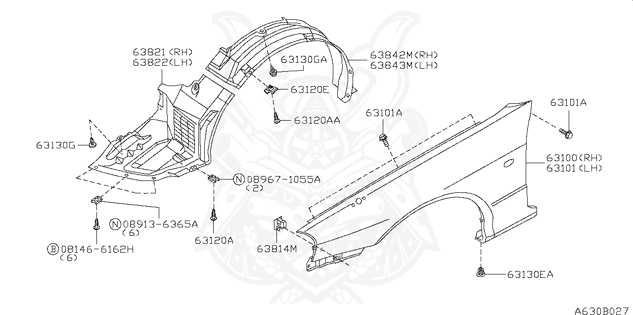 01451-00841 - Nissan - RR fender liner screw Right - Nengun Performance