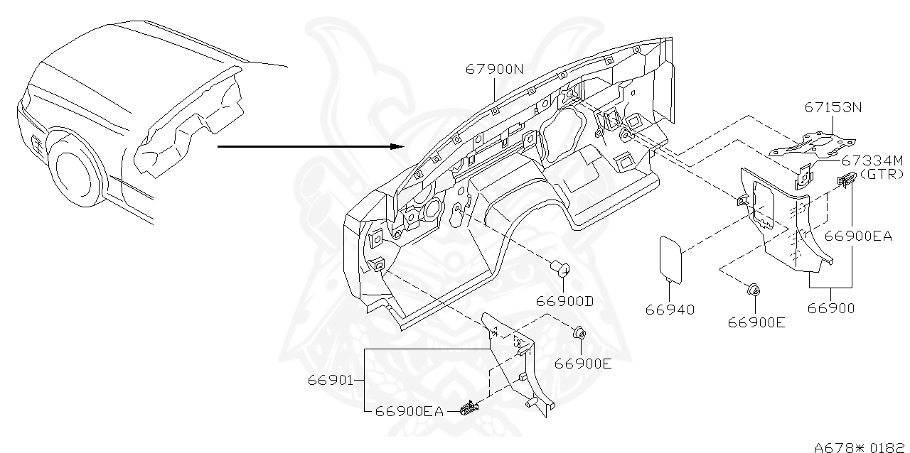 66900-AA001 - Nissan - Finisher, Dash Side Rh - Nengun Performance