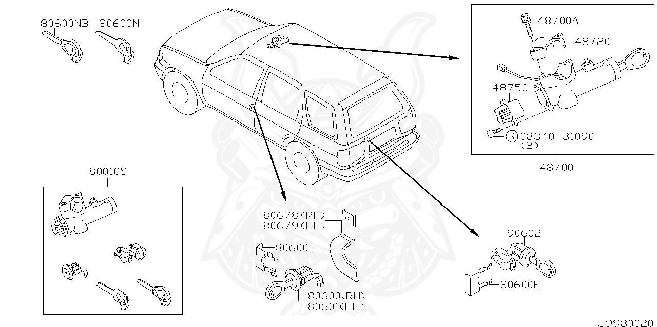 48703-06F00 - Nissan - Screw, Steering Lock - Nengun Performance