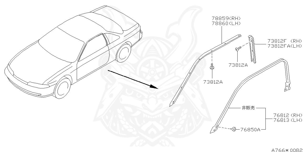 76871-65F00 - Nissan - Retainer Weather Strip LH - Nengun Performance