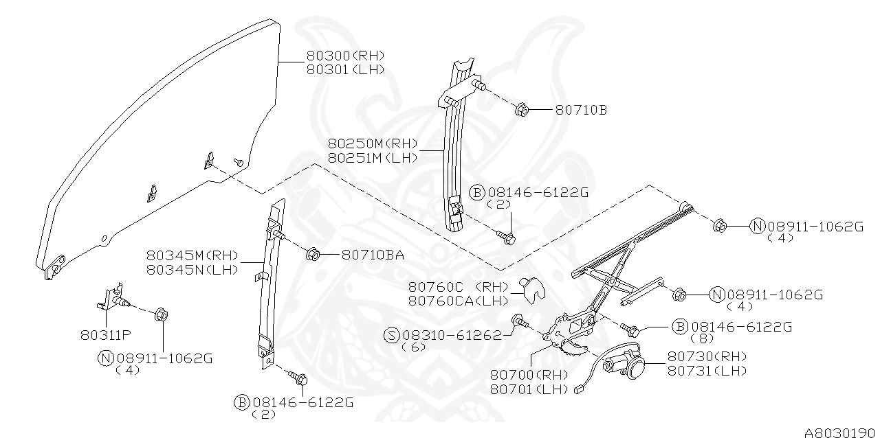 80731-AA100 - Nissan - Motor Assembly, Regulator - Lh - Nengun Performance