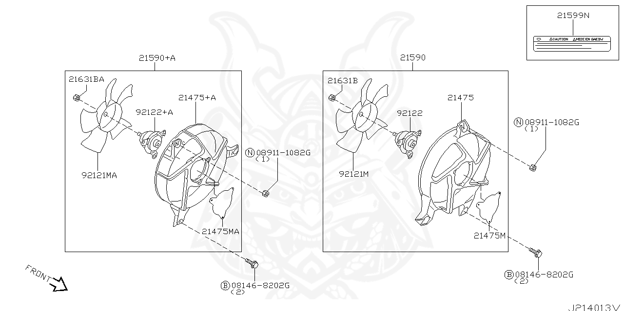 21599-89914 - Nissan - Label, Caution Motor Fan - Nengun Performance