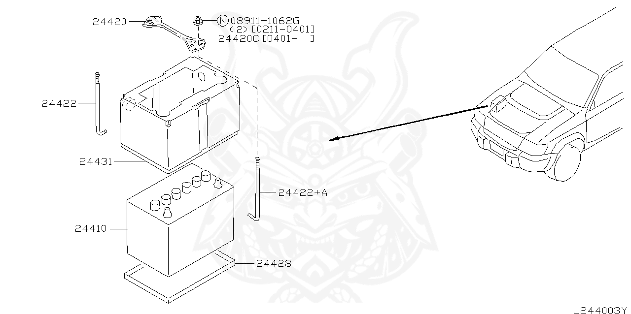 24425-89903 - Nissan - Battery Fixing Rod - Nengun Performance