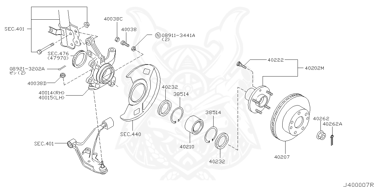40262-2Y000 - Nissan - Nut, Rock Clear Axle Bearing - Nengun Performance